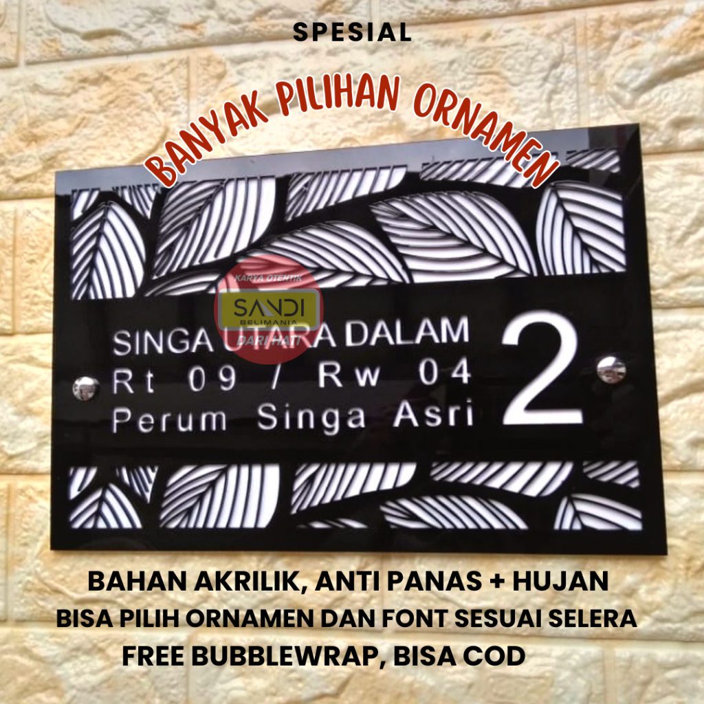 Jual Nomor Rumah Aesthetic Akrilik Bebas Custom Plat Nomor Rumah Modern ...