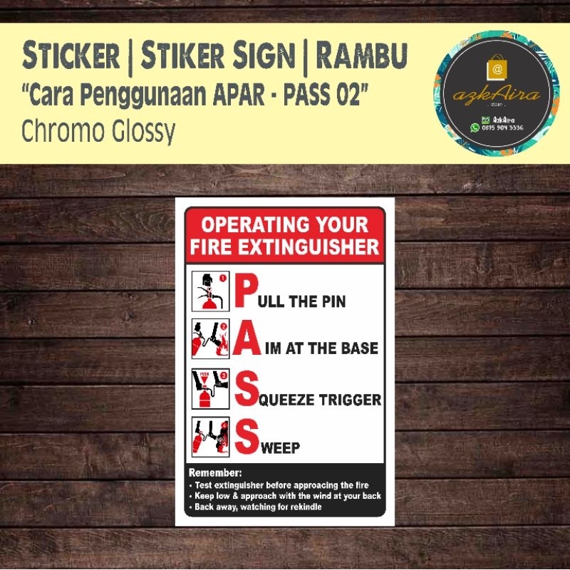 Jual Sticker Stiker Sign penggunaan APAR - PASS 02 | Shopee Indonesia