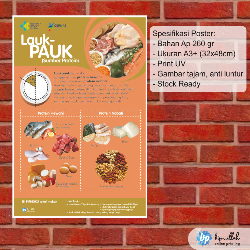 Jual Poster kesehatan lauk pauk sumber protein | Shopee Indonesia