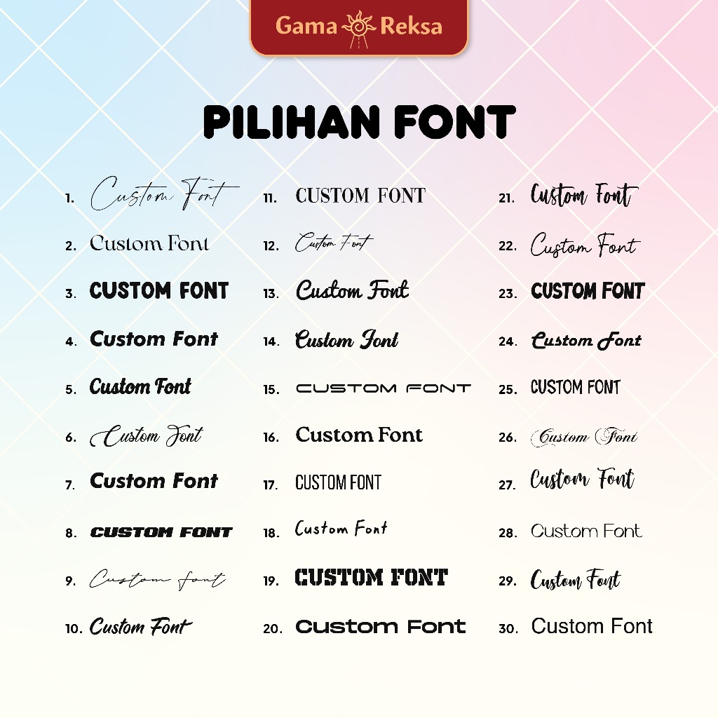 Jual Font/ Pilihan Text bisa untuk Laser Grafir/ UV Printing | Shopee ...