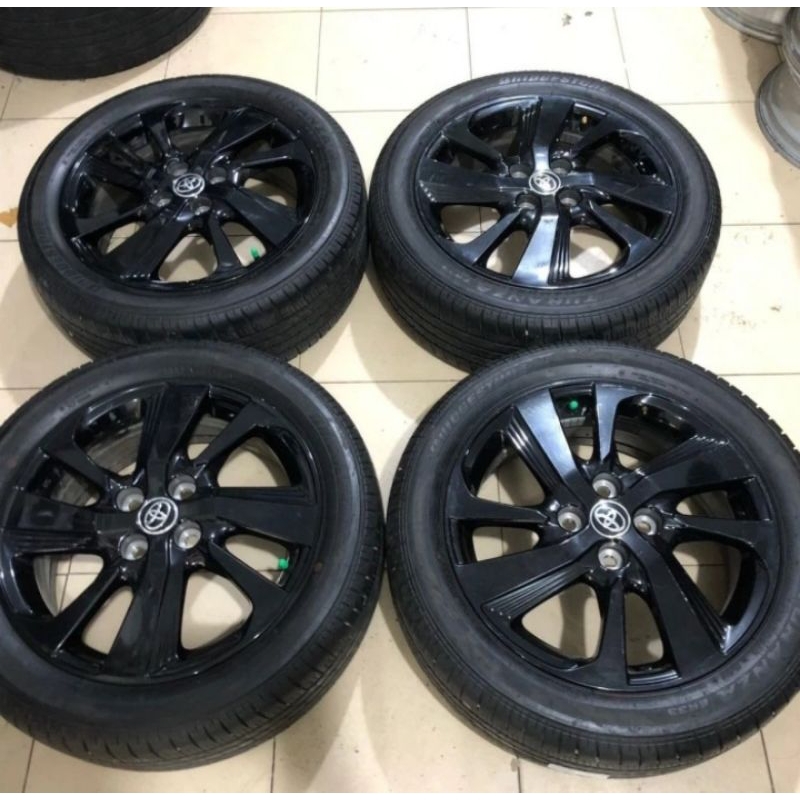 Jual VELG ORI YARIS TRD R16 PCD LUBANG 4X100 BLACK EDITION + BAN 195 55 ...