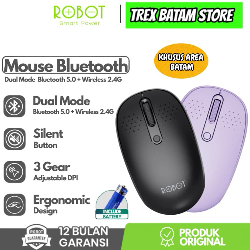 Jual ROBOT M360 MOUSE USB 2.4G WIRELESS BLUETOOTH 5.0 DUAL MODE ...