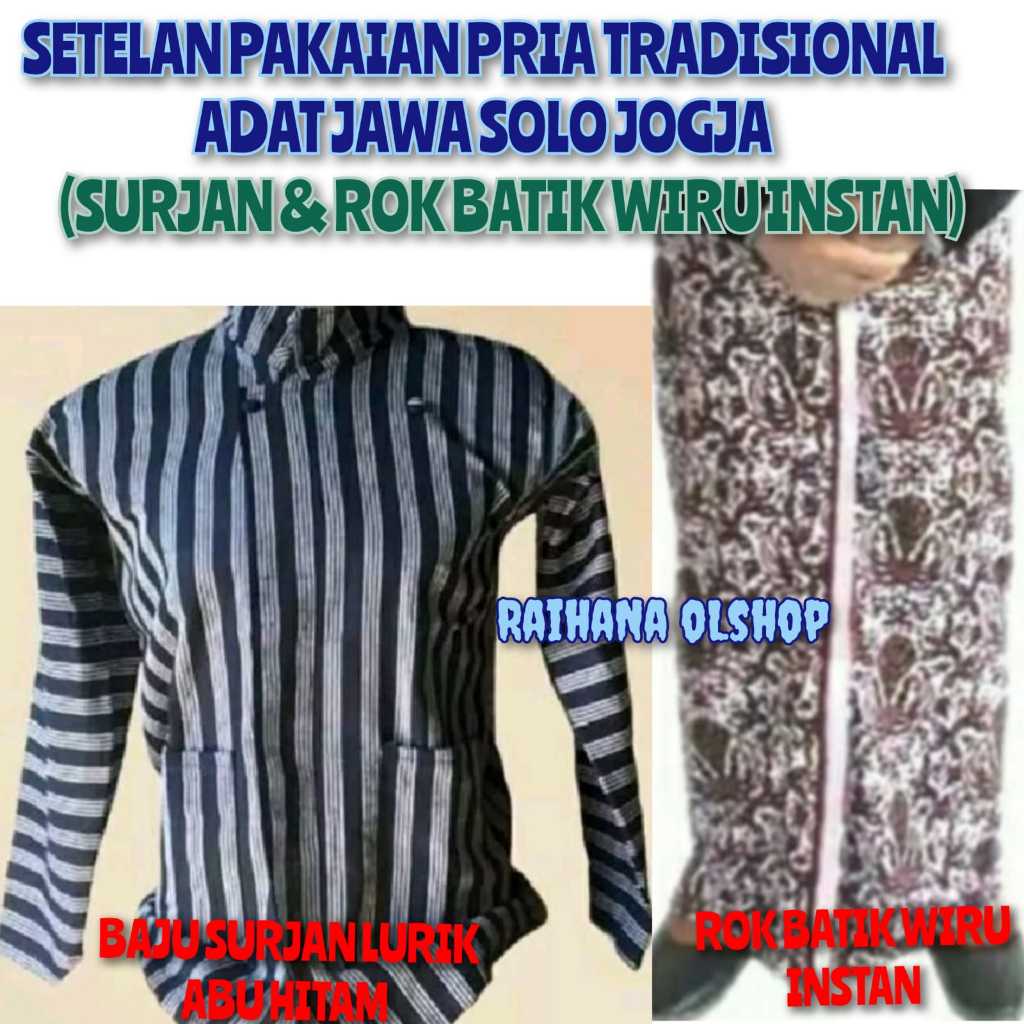 Jual SEPAKET BAJU ADAT JAWA PRIA | SURJAN LURIK ABU HITAM + ROK BATIK WIRU INSTAN | PAKAIAN ...