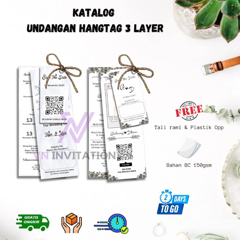 Jual CETAK UNDANGAN HANGTAG 3 LEMBAR | Shopee Indonesia