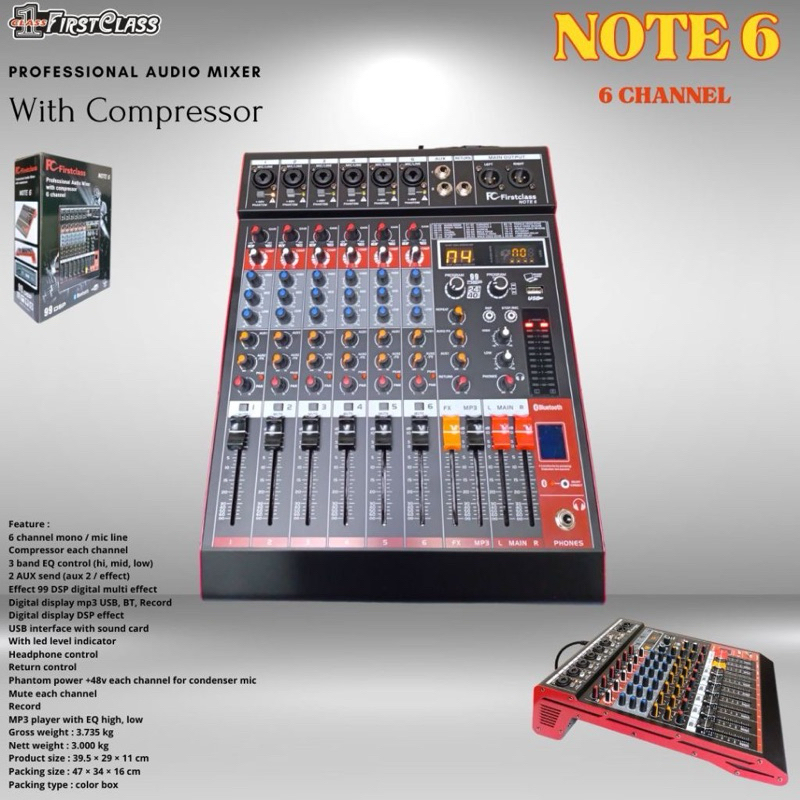 Jual Professional Audio Mixer With Compressor 6 Channel Firstclass Note ...
