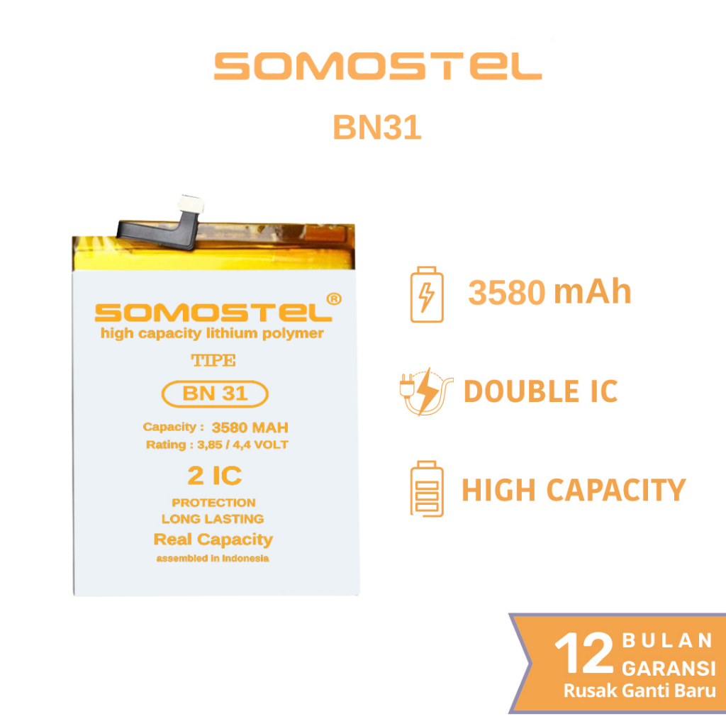 Jual Somostel - BN31 Redmi Note 5A/Note 5A Pro/Note 5A Prime/Mi A1/Mi ...