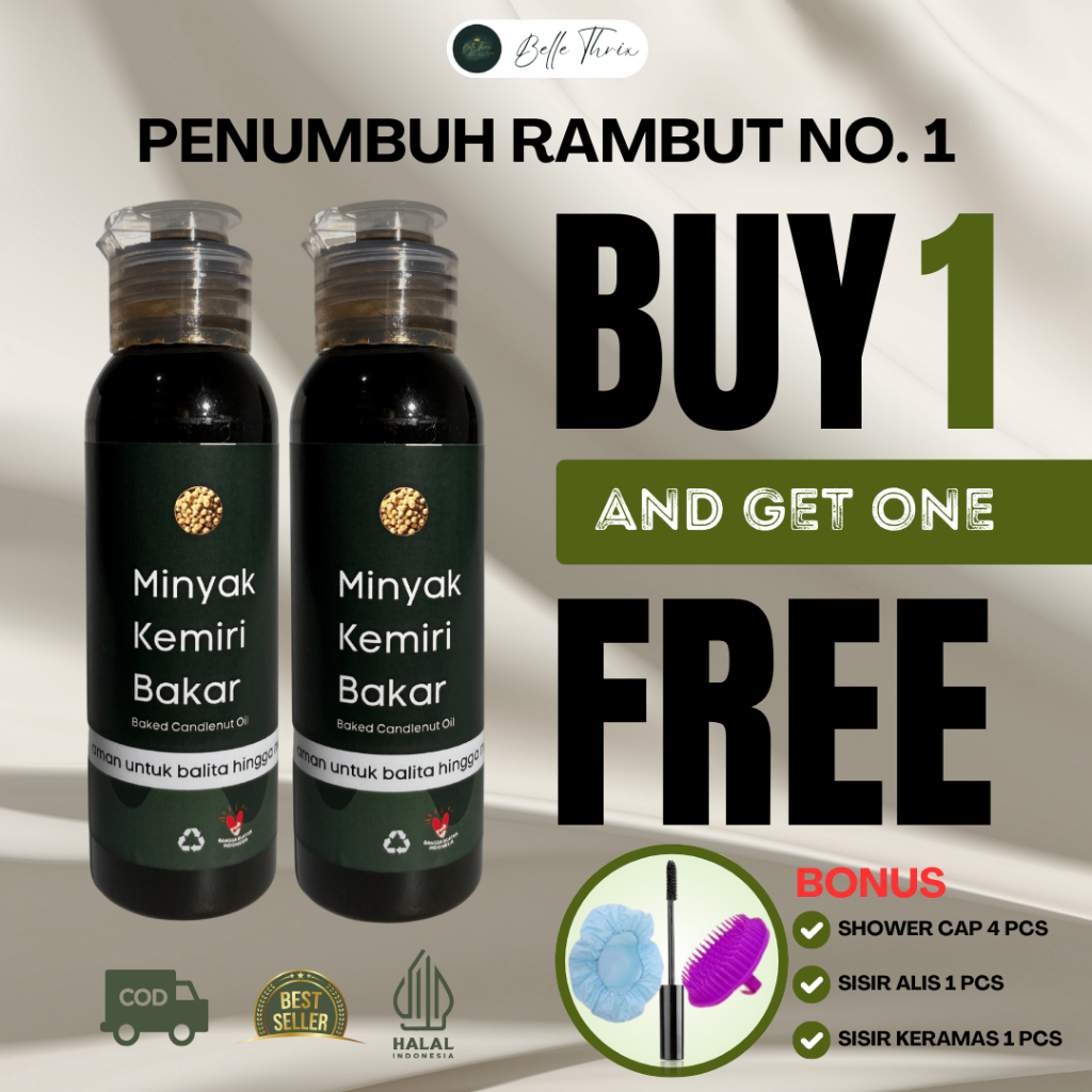 Jual (BUY 1 GET 1) MINYAK KEMIRI BAKAR ORIGINAL 100% - Penumbuh Rambut Rontok / Pelebat ...