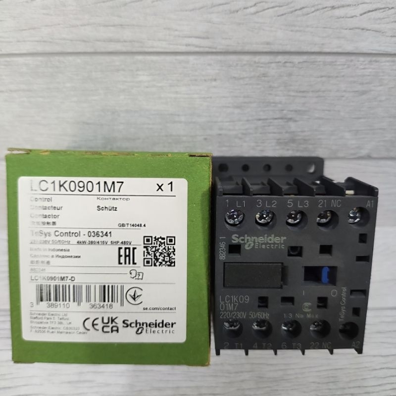 Jual KONTAKTOR CONTACTOR MINI LC1K0901M7 1NC 220V 3P 20A 4KW SCHNEIDER ...