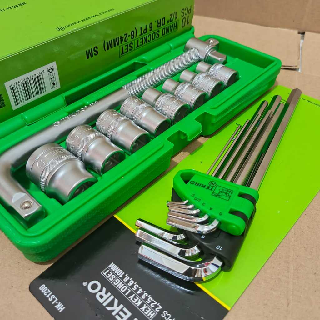 Jual Tekiro Kunci Sok Set Shock 10Pcs 8-24Mm + Kunci L Set 8Pcs Panjang ...
