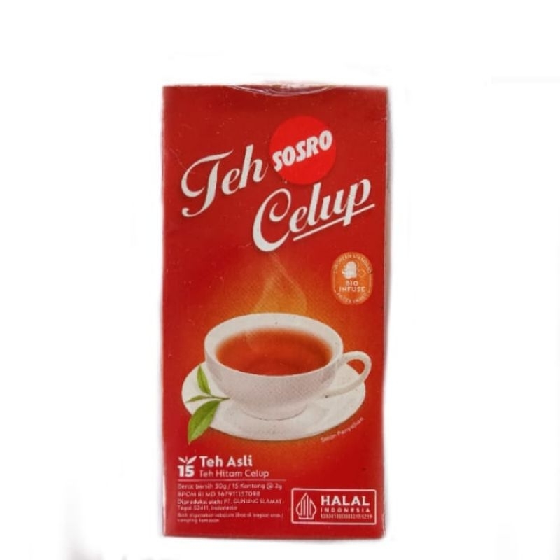 Jual Teh celup Sosro isi 15s sachet teh seduh celup black tea | Shopee ...