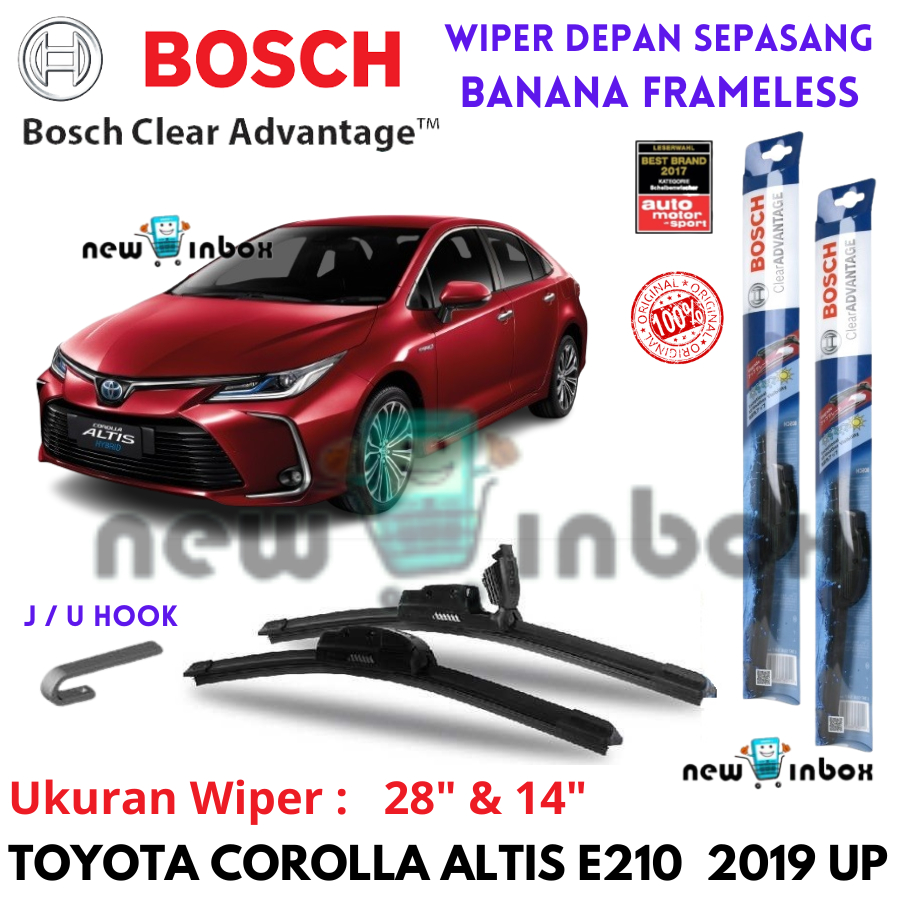 Jual Wiper Depan Mobil TOYOTA ALL NEW COROLLA ALTIS E210 2019-On Sepasang Frameless BOSCH Clear ...