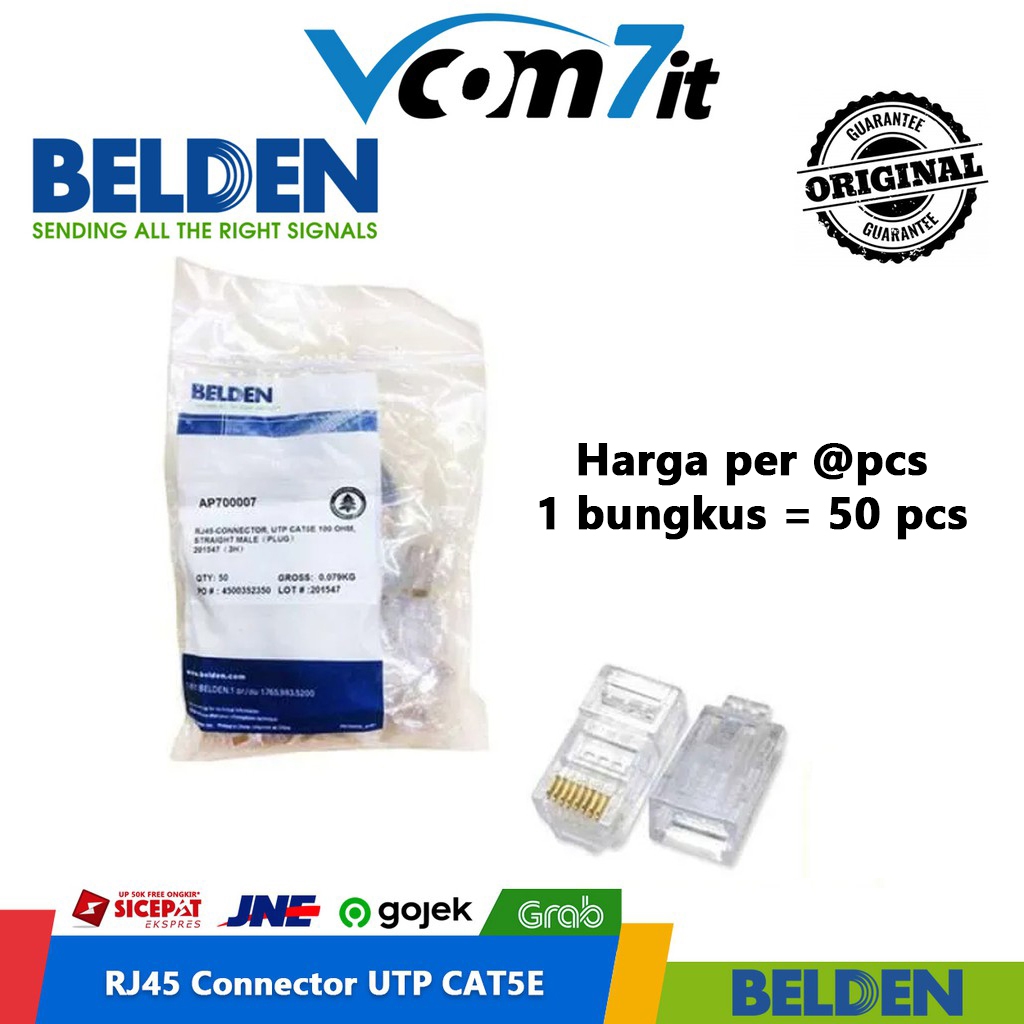Jual Konektor Connector BELDEN Cat5e Cat 5e RJ45 Male Plug ORIGINAL ...