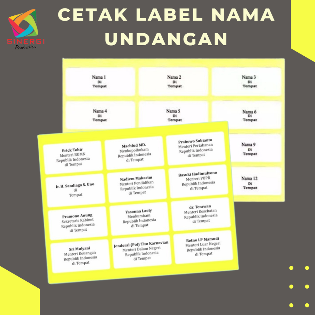 Jual CETAK LABEL NAMA UNDANGAN | Shopee Indonesia