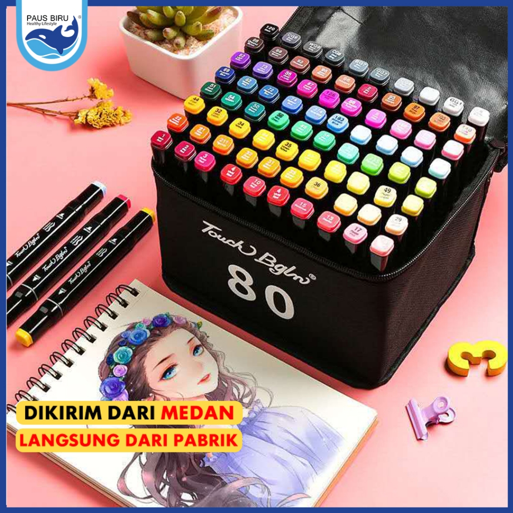 Jual Paus Biru - Medan Aimilo Spidol Warna Warni 1 Set Sketch Marker 2 ...