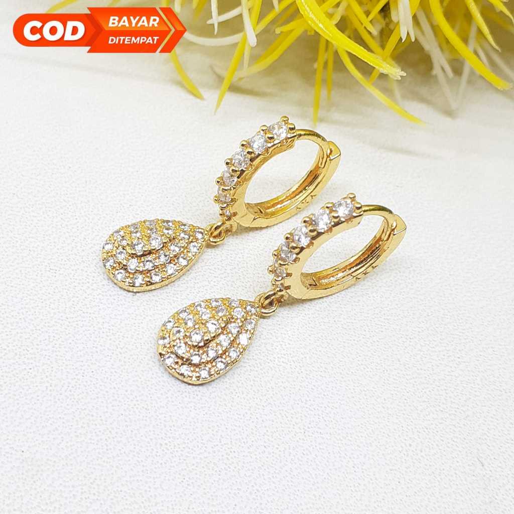 Jual mytitanium-anting xuping lapis emas model kekinian wanita dewasa kwalitas terbaik AJ63 ...