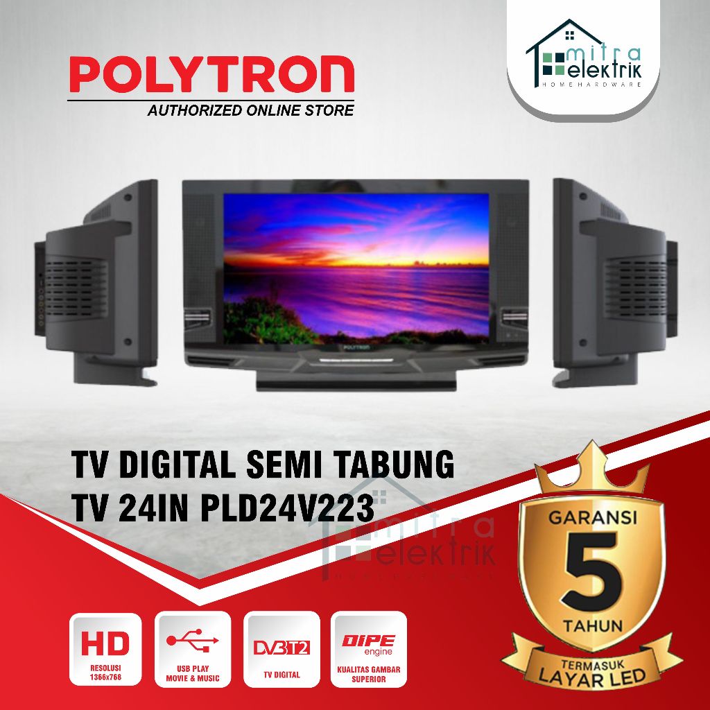 Jual LED TV Polytron PLD24V223 Semi Tabung Digital LED TV 24 Inc ...