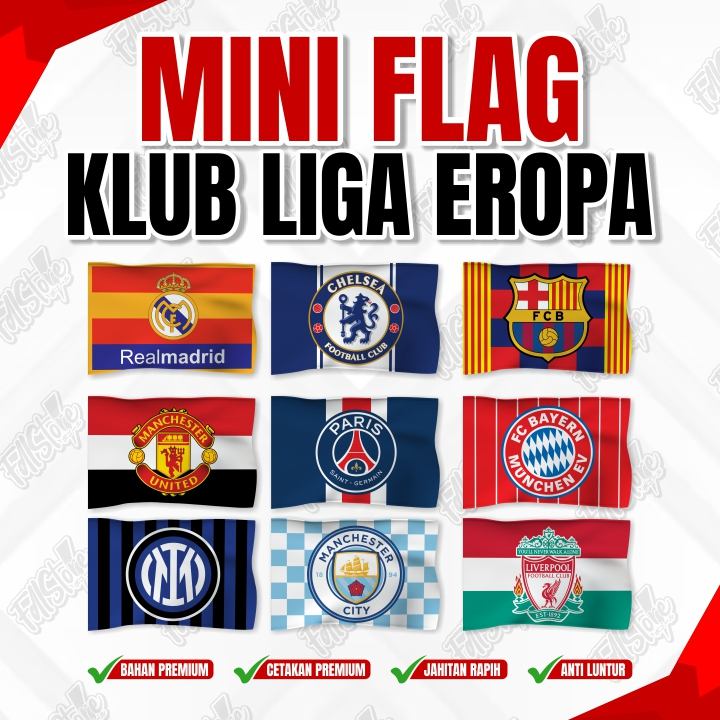 Jual BENDERA FLAG LIGA EROPA MADRID BARCA MU M CITY PSG MUNCHEN DLL ...