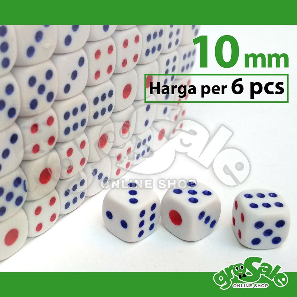 Jual [6 pcs] Dadu 10 mm putih pelengkap permainan board game ludo ...