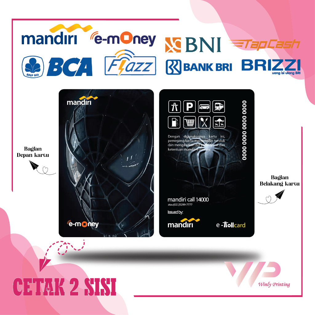 Jual KARTU EMONEY SUPERHERO SPIDERMAN E TOLL MANDIRI FLAZZ BCA GEN 2 ...
