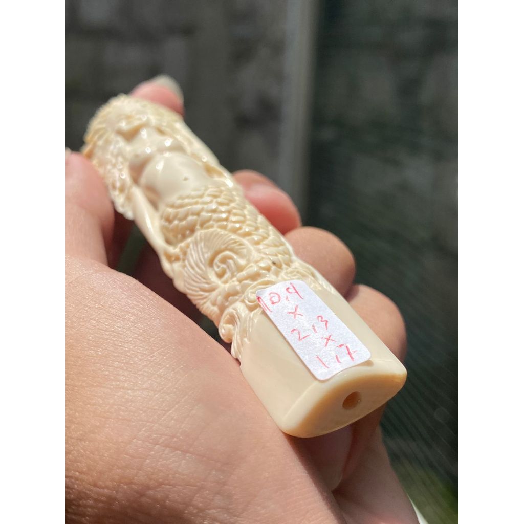 Jual once pipa cangklong gading asli lokal 10cm ukiran putri duyung ...