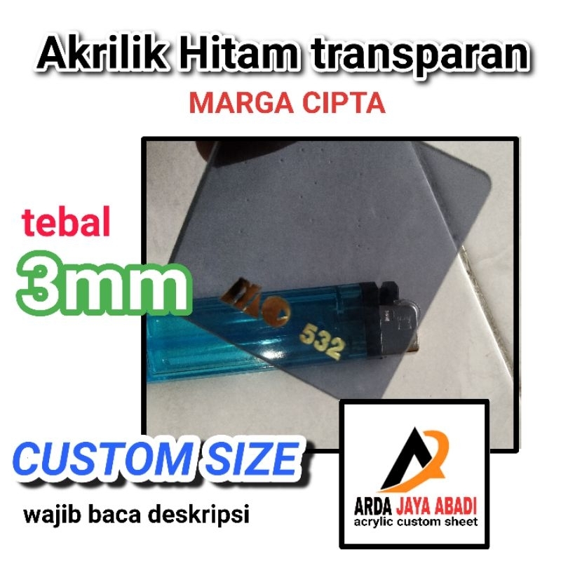 Jual Akrilik 3mm hitam transparan acrylic black rybant akrilik hitam ...