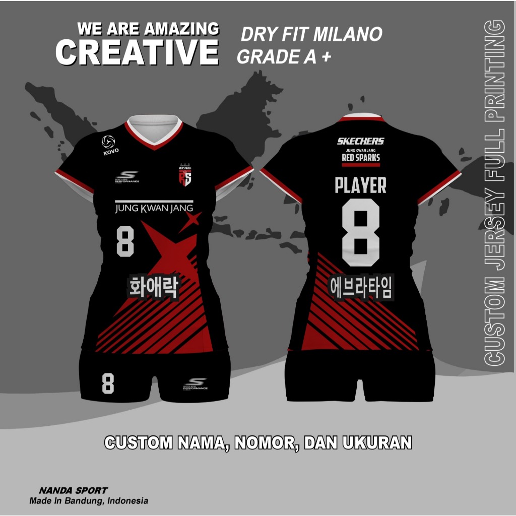 Jual "Jersey Voli RED SPARK MEGAWATI PROLIGA - VOLI KOVO - Free Custom ...