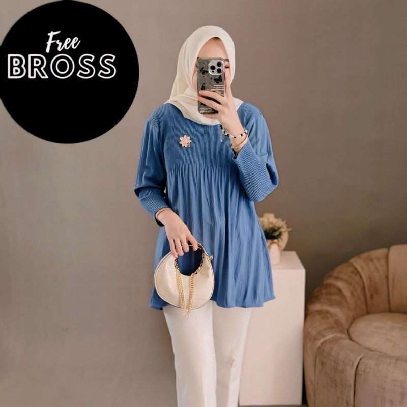 Jual Bella Blouse Blouse Plisket Terbaru Lengan Panjang Model balon ...