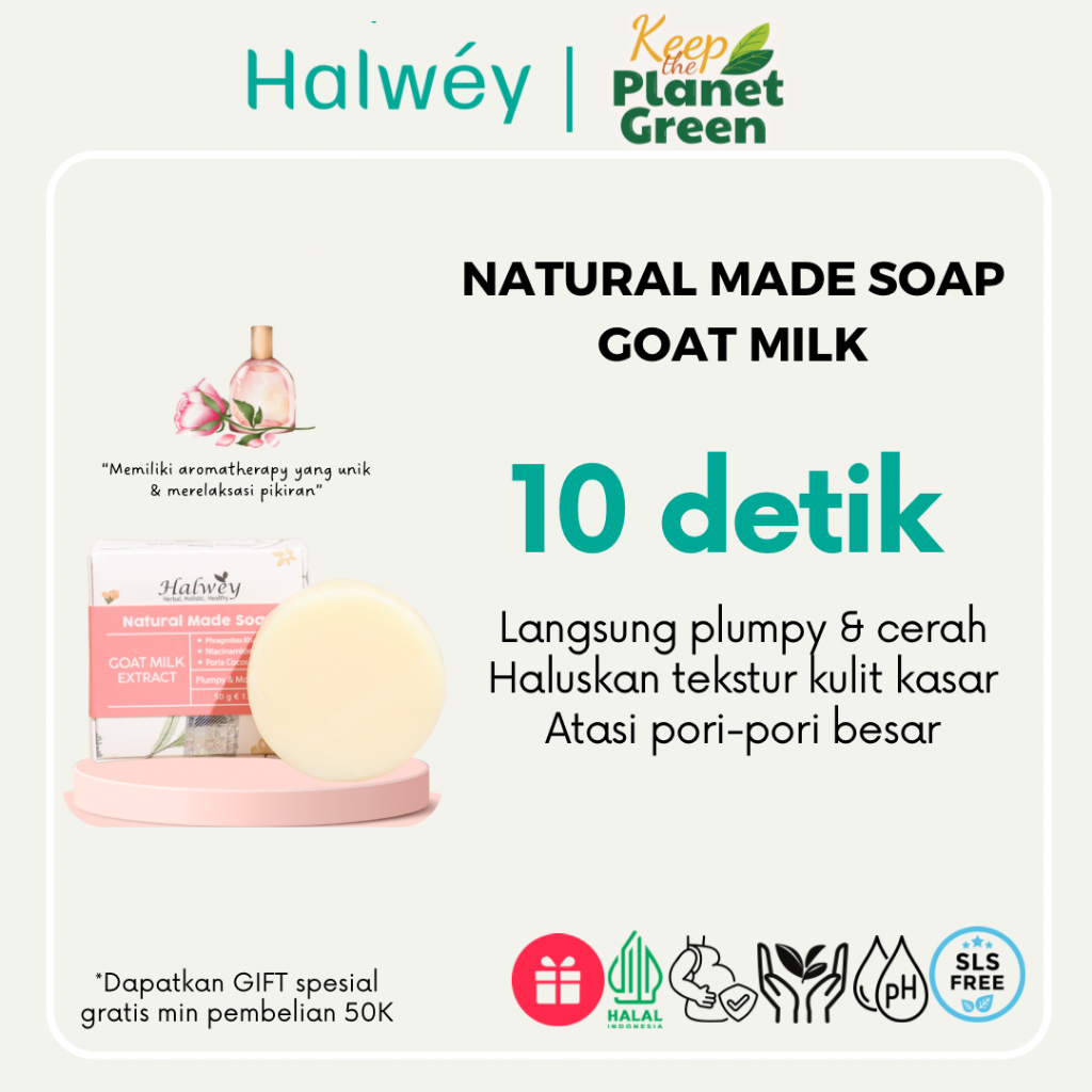 Jual Halwey Natural Made Soap Hydrolized Goat Milk, 50gr (Sabun Cuci ...