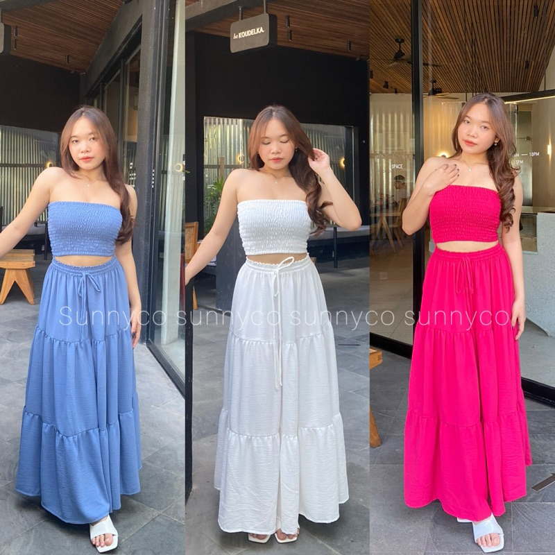 Jual LAURA ONE SET/ ONE SET BASIC/ SETELAN PANTAI/ SET SUMMER | Shopee ...