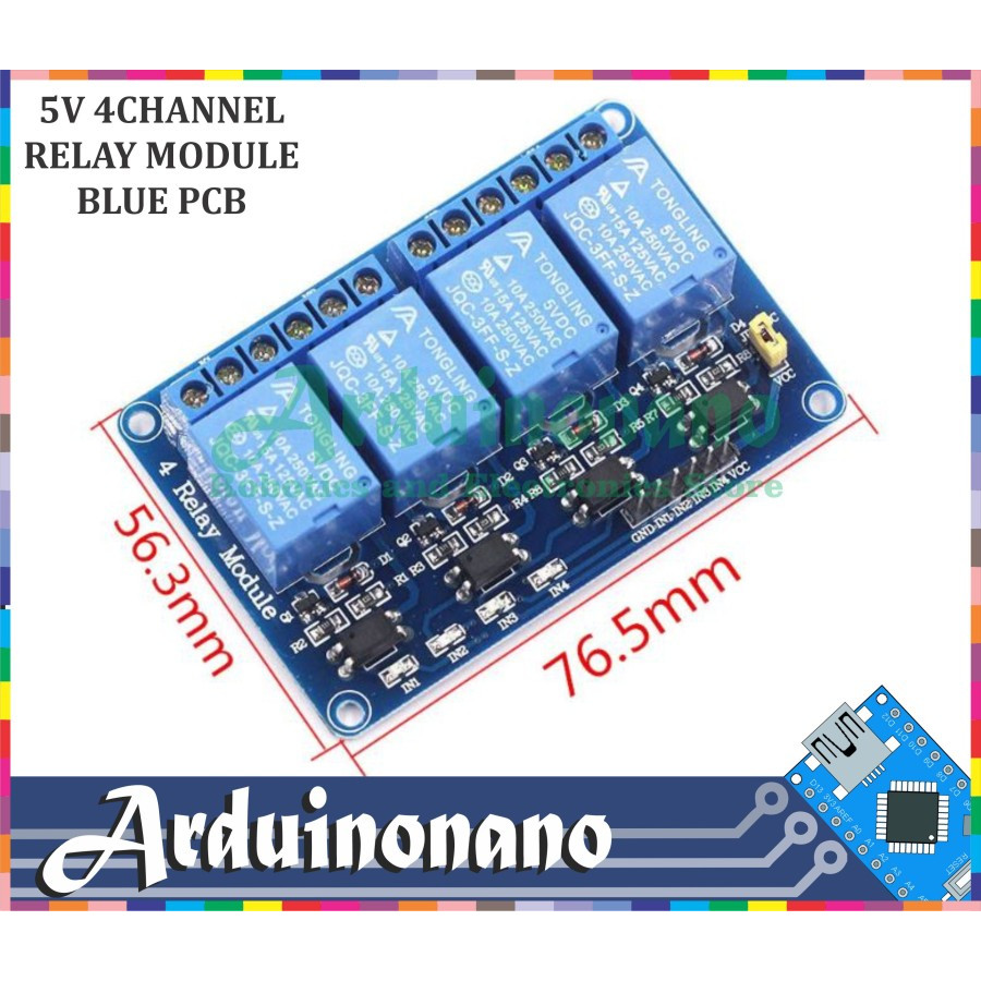 Jual 5V 4 Channel Relay Module Blue PCB | Shopee Indonesia