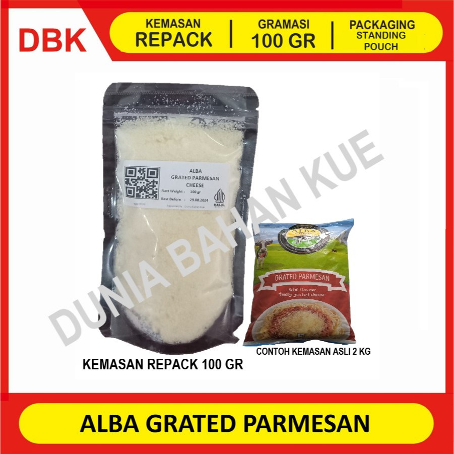 Jual ALBA GRATED PARMESAN CHEESE KEJU PARMESAN PARUT - REPACK 100 GR ...