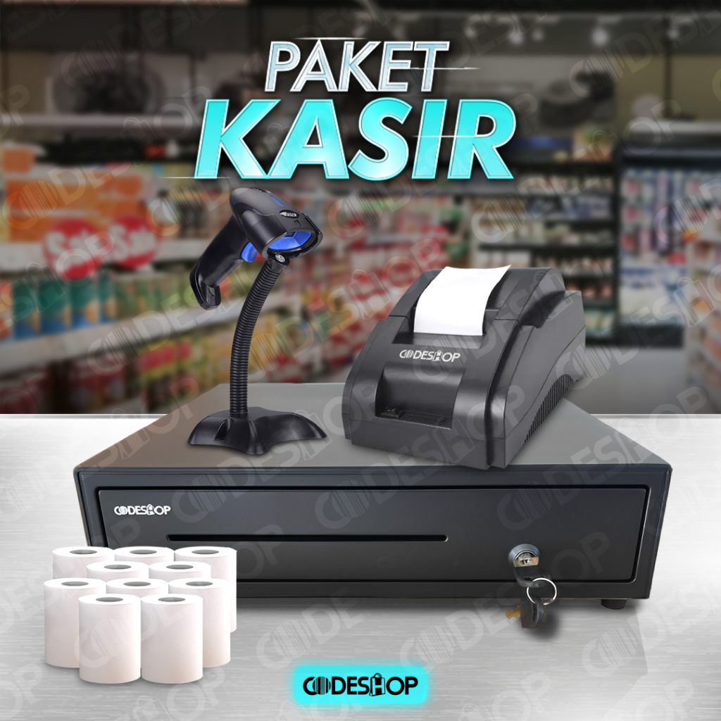 Jual Printer Thermal Scanner Barcode Laci Kasir Kertas 57x30 Paket ...