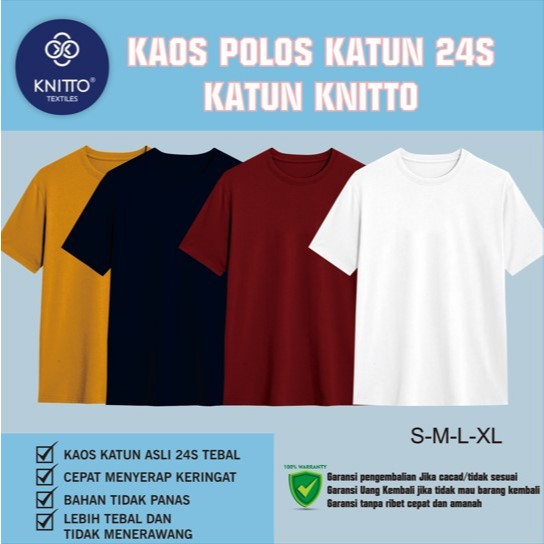Jual Kaos Polos Katun KNITTO Combed 24 big size ( asli katun 24s ...
