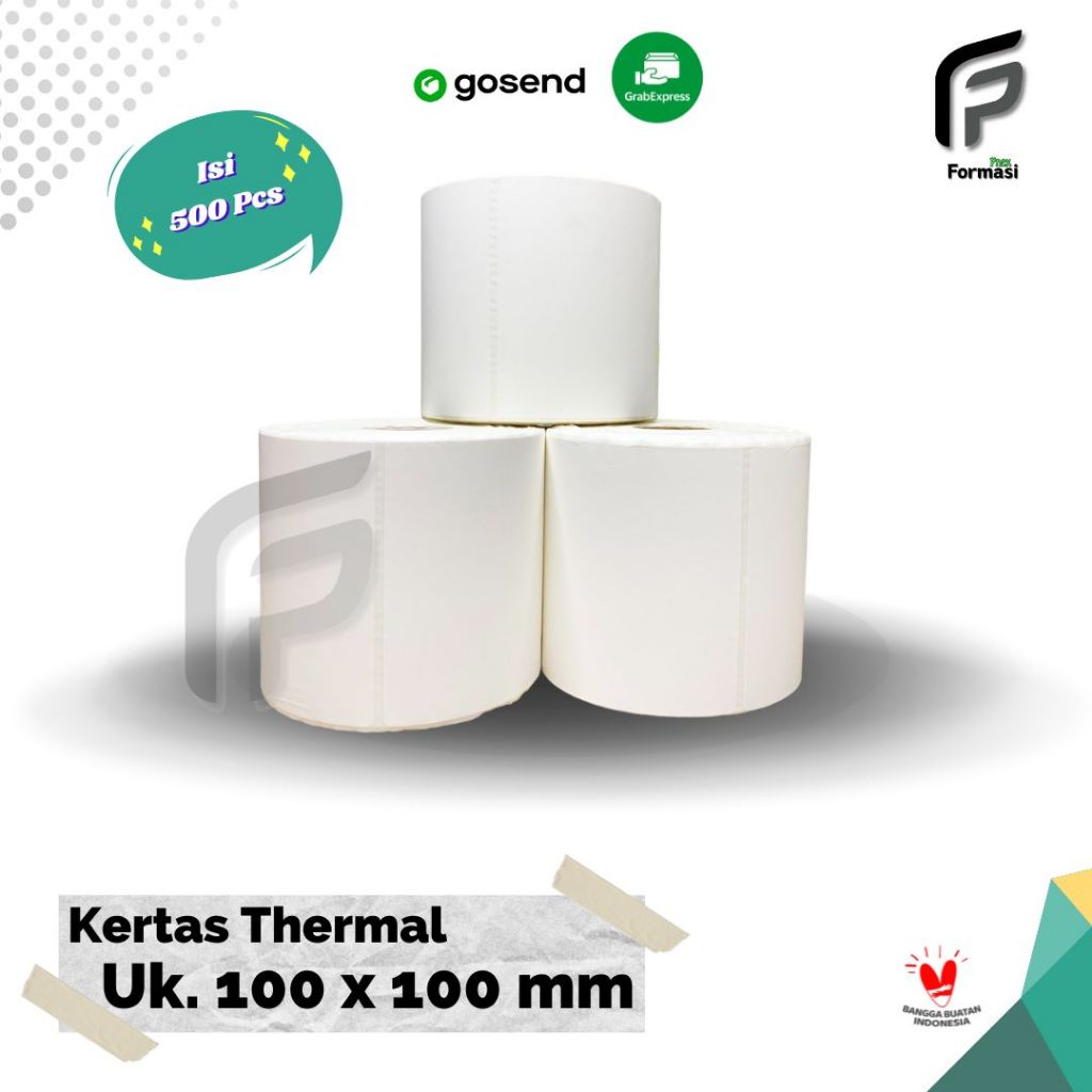 Jual LABEL THERMAL STIKER 100x100 mm Isi 500 Pcs STICKER DIRECT THERMAL ...