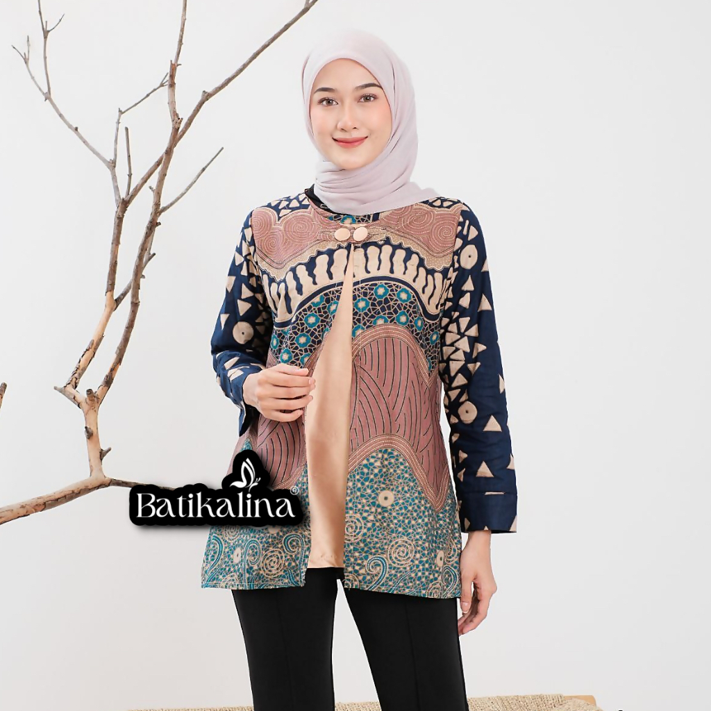 Jual Batik Alina Baju Batik Wanita Modern Atasan Blouse Batik Kerja Kantor Wanita M L XL XXL ...