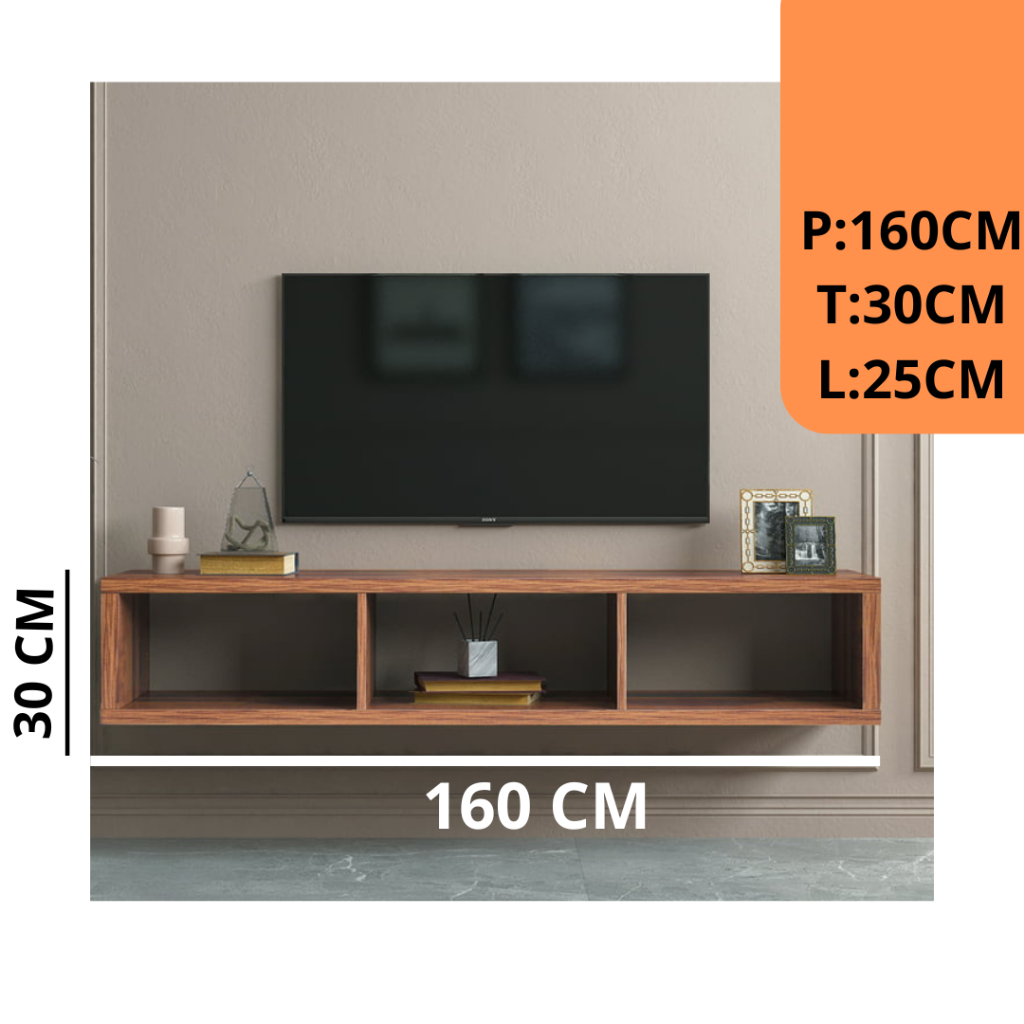 Jual RTL0160 Rak Tv Dinding Minimalis Aestetik 160x30x25cm Tempat ...