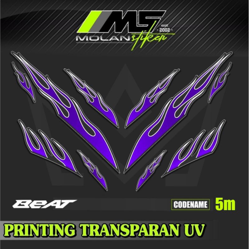 Jual Decal Sticker Striping Variasi Transparan Uv Beat Karbu Api Beat ...