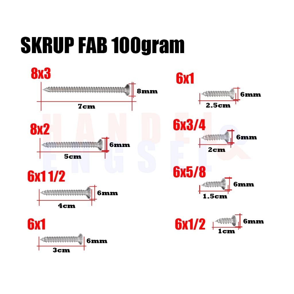 Jual (100 Gram) Sekrup FAB Harden Screw / Sekrup FAB Putih / Skrup ...
