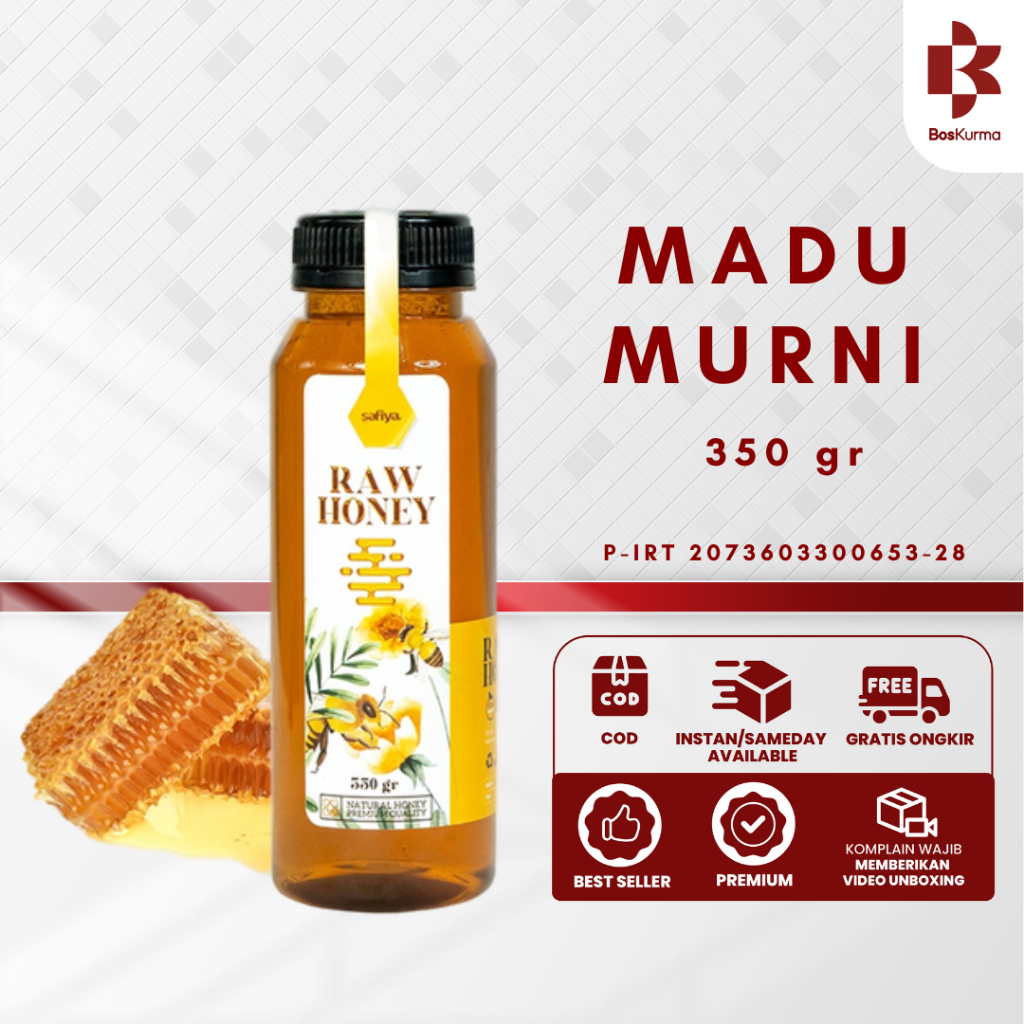 Jual Madu Murni Safiya 650gr - 350gr Madu Asli Multiflora Raw Honey ...