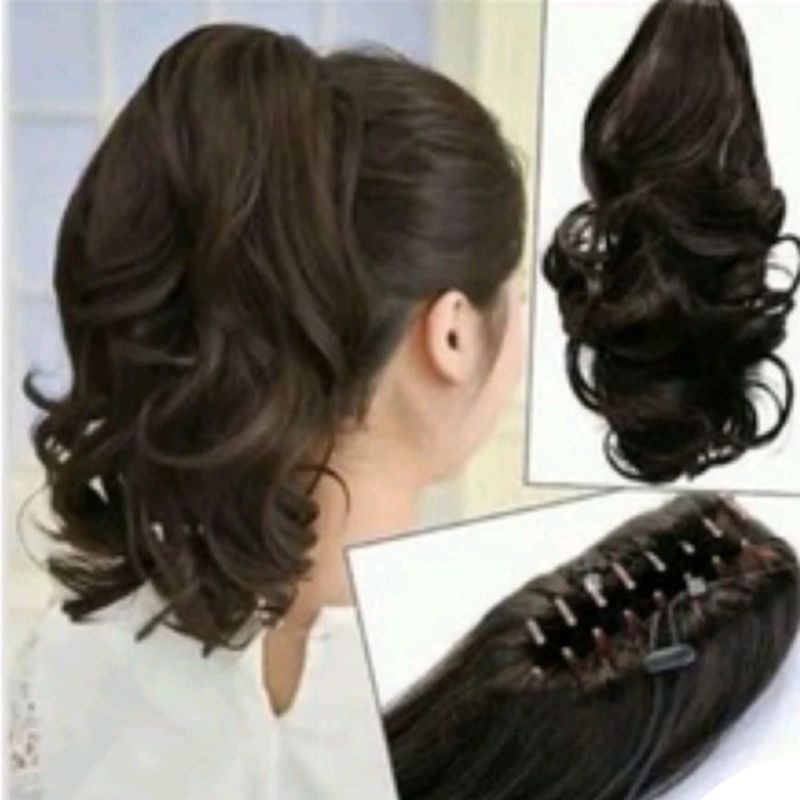 Jual Ponytail Jepit Rambut Palsu Model Gelombang Pendek 35 Cm Capit ...