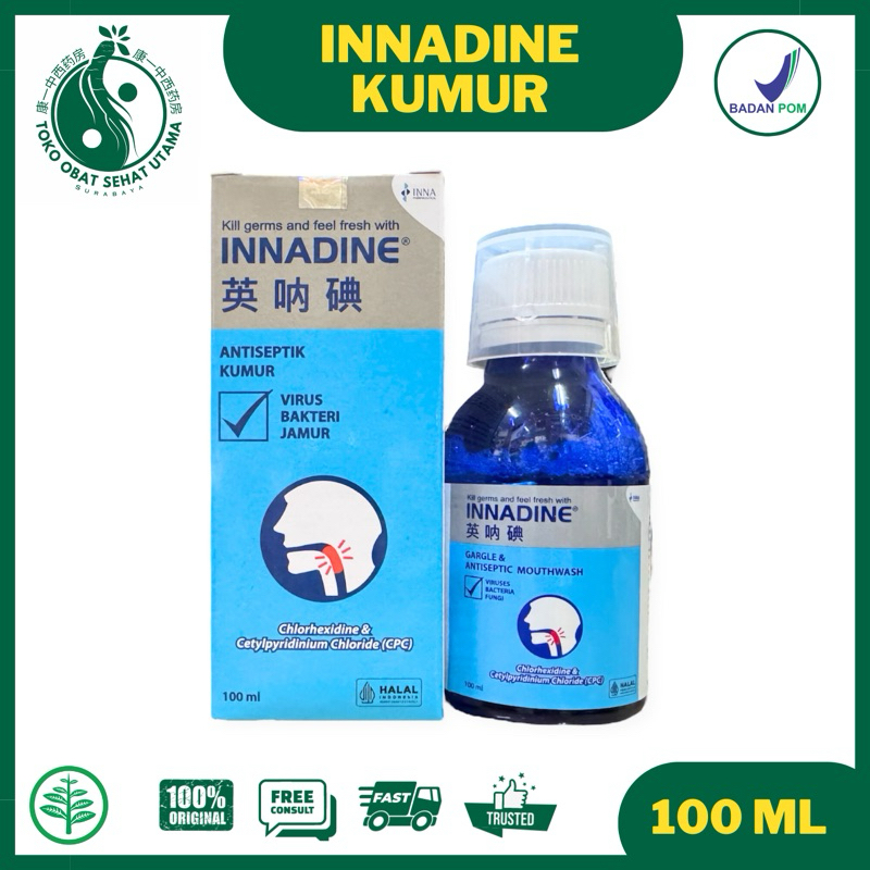 Jual INNADINE GARGLE AND ANTISEPTIC MOUTHWASH 100 ML/ ANTISEPTIK KUMUR / Membunuh Virus, Bakteri ...
