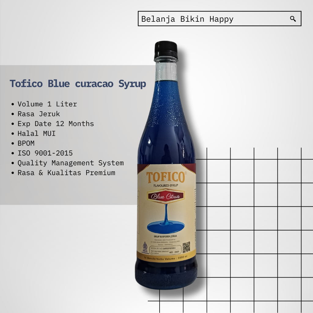 Jual Sirup Blue Curacao 1000 ml / Tofico Blue Curacao Syrup 1 Liter ...