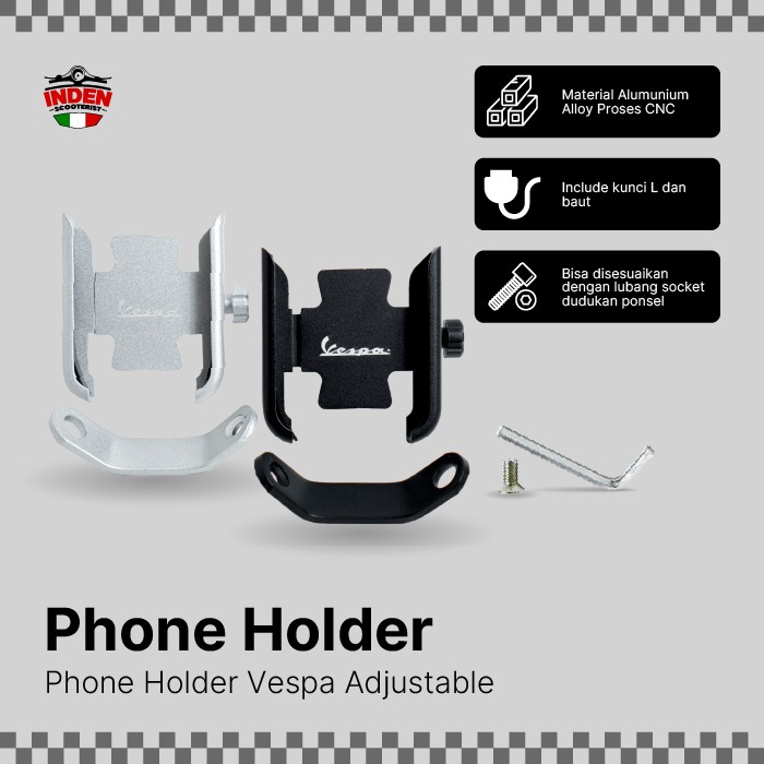 Jual Dudukan Ponsel/Handphone Holder Vespa Piaggio 360 derajat | Shopee ...