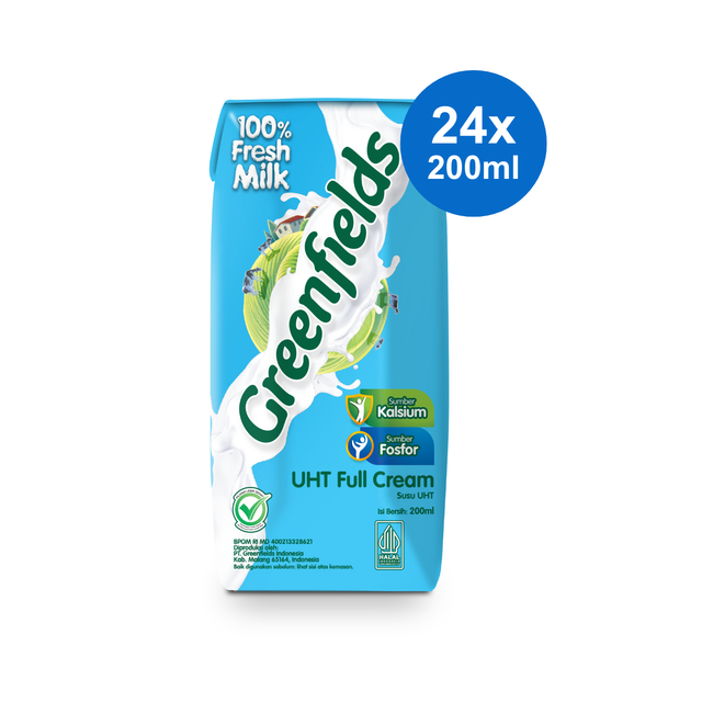 Jual Greenfields Susu UHT Full Cream 200ml x 24 pcs (Karton) | Shopee Indonesia