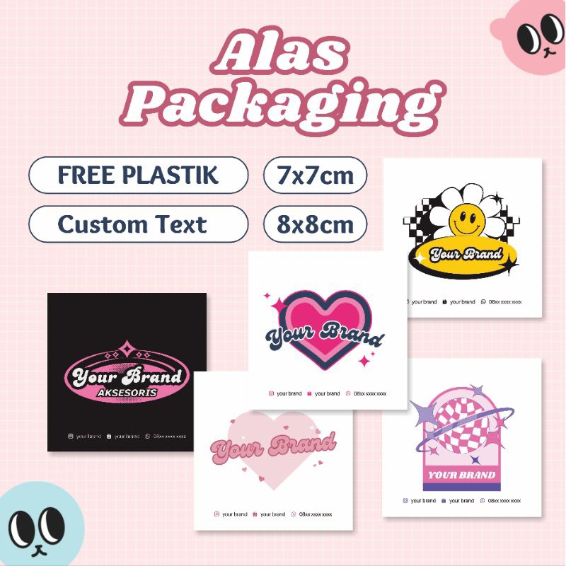 Jual [FREE PLASTIK] Alas Packaging Alas Packing Tema Retro ukuran 7x7cm ...