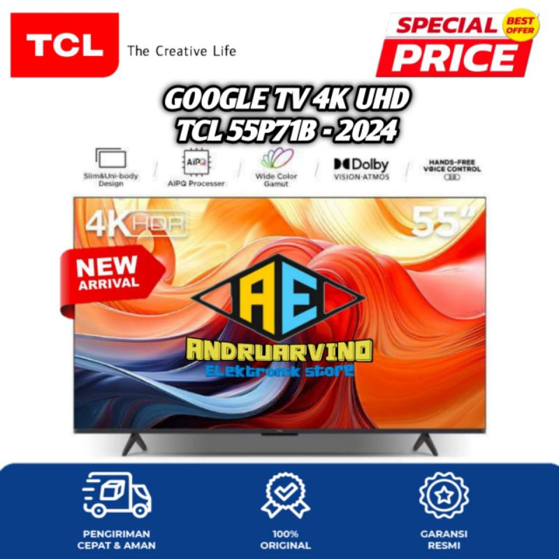 Jual TCL LED 55 inch 55P71B Google TV - 4K UHD - Dolby Vision - Atmos ...