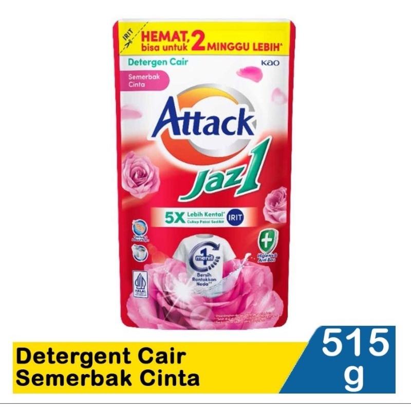 Jual Attack Jaz 1 Detergent Cair Semerbak Cinta 515ml | Shopee Indonesia