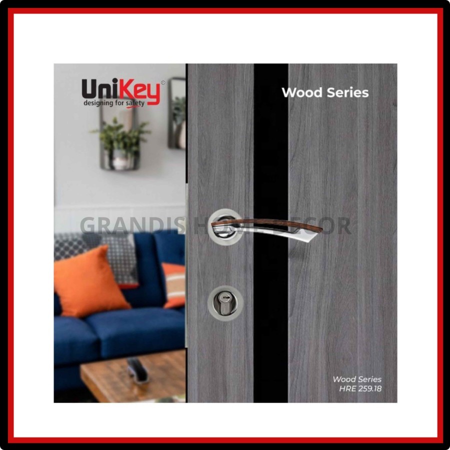 Jual UniKey Handle Set Premium HRE 259.18 CP/Wood +SW 501-40MM DC KK ...