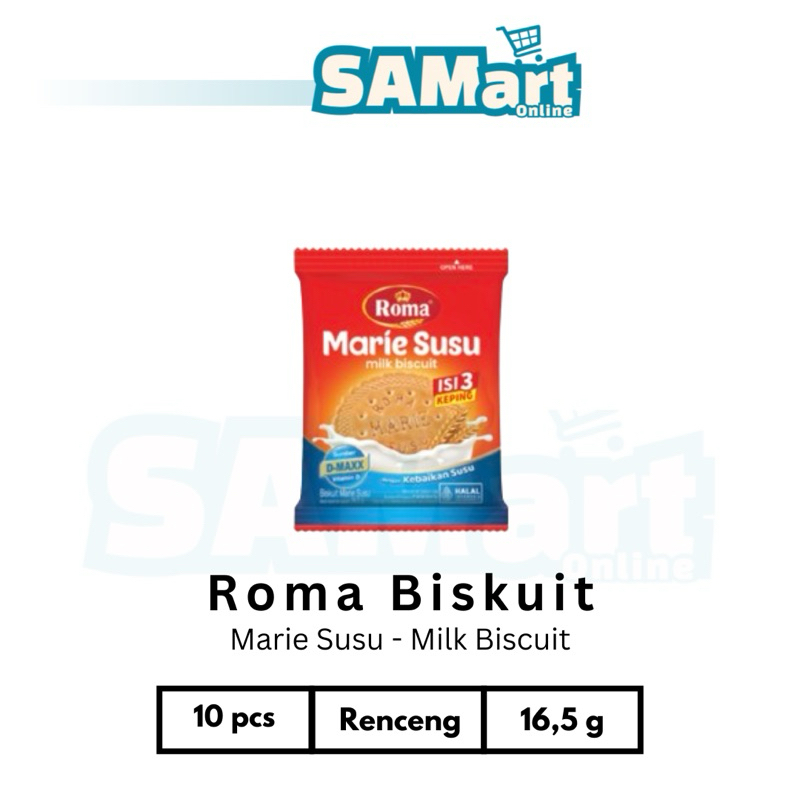 Jual Roma Biskuit Marie Susu Renceng Isi 10 pcs [INSTAN SLEMAN ...