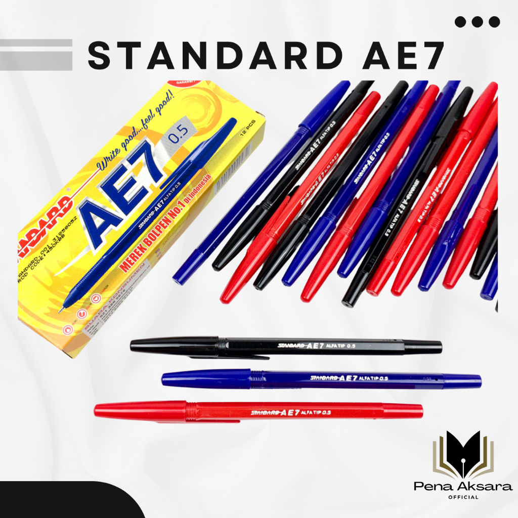 Jual Pulpen Standard AE7 0,5mm Hitam Merah Biru | Shopee Indonesia